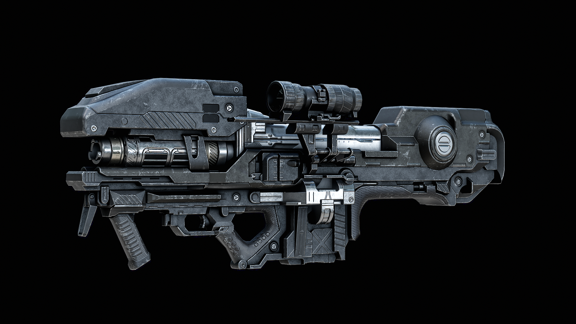 Sci-Fi Heavy Rifle Machine Gun PBR 3D Model - TurboSquid 2311576