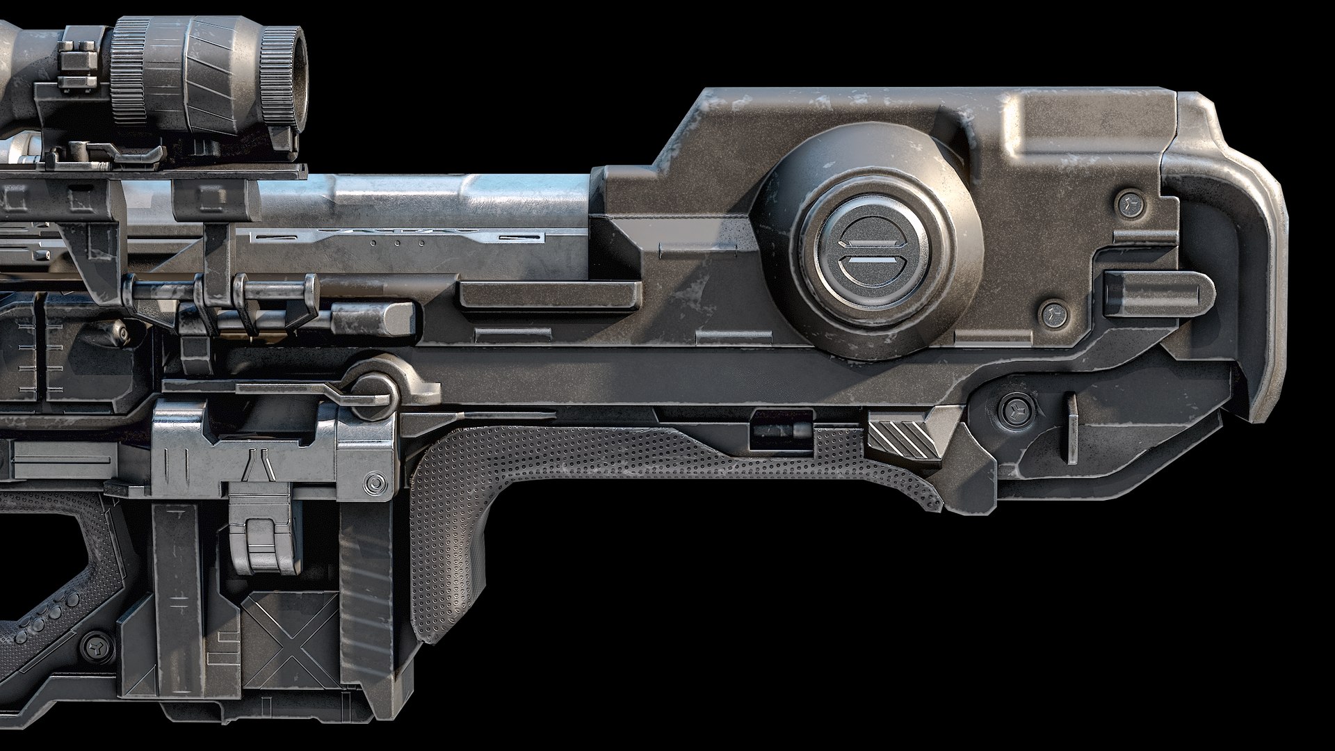 Sci-Fi Heavy Rifle Machine Gun PBR 3D Model - TurboSquid 2311576