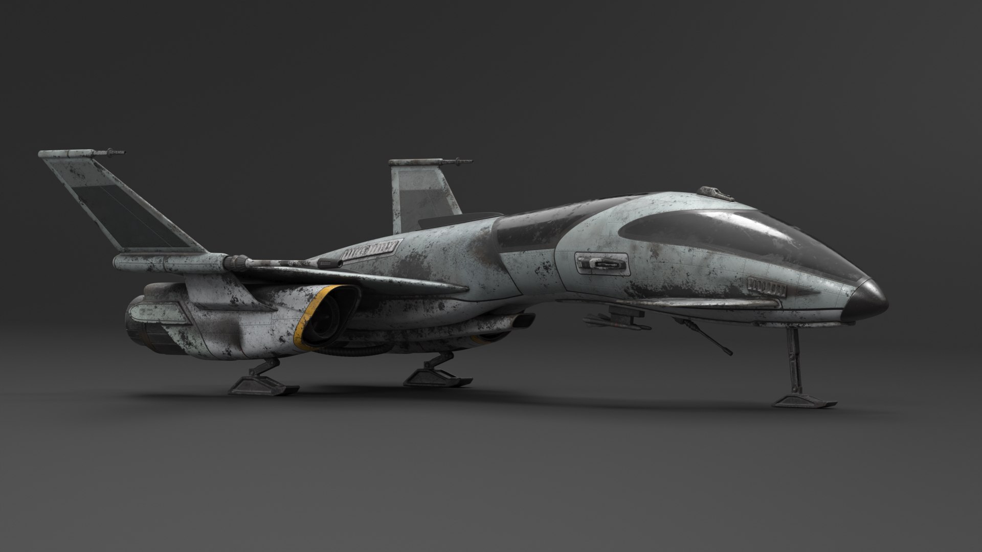 3D Dirty Futuristic Fighter Spaceship Rigged For Maya - TurboSquid 2369757