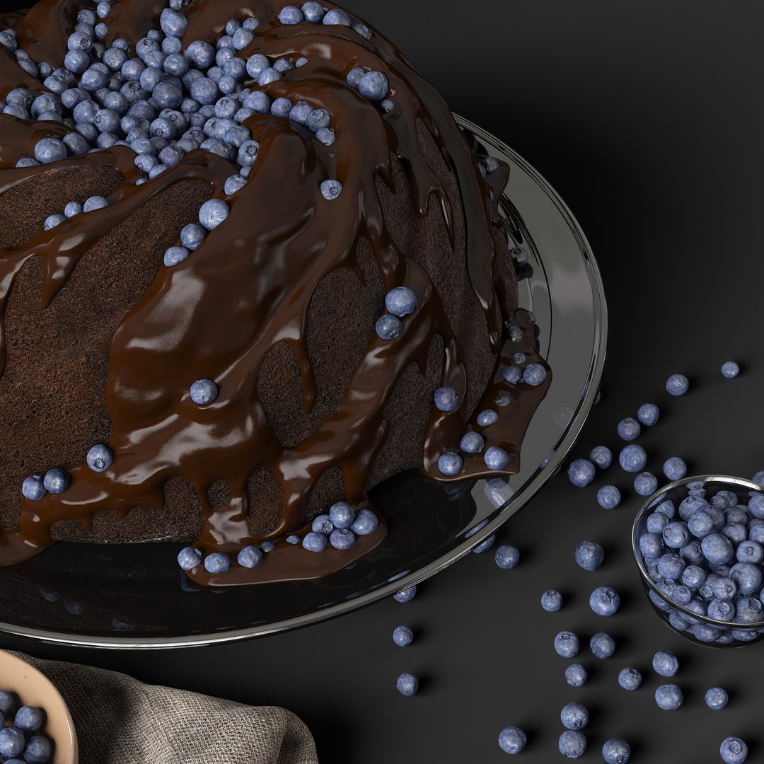 3D cake blueberry model - TurboSquid 1253701