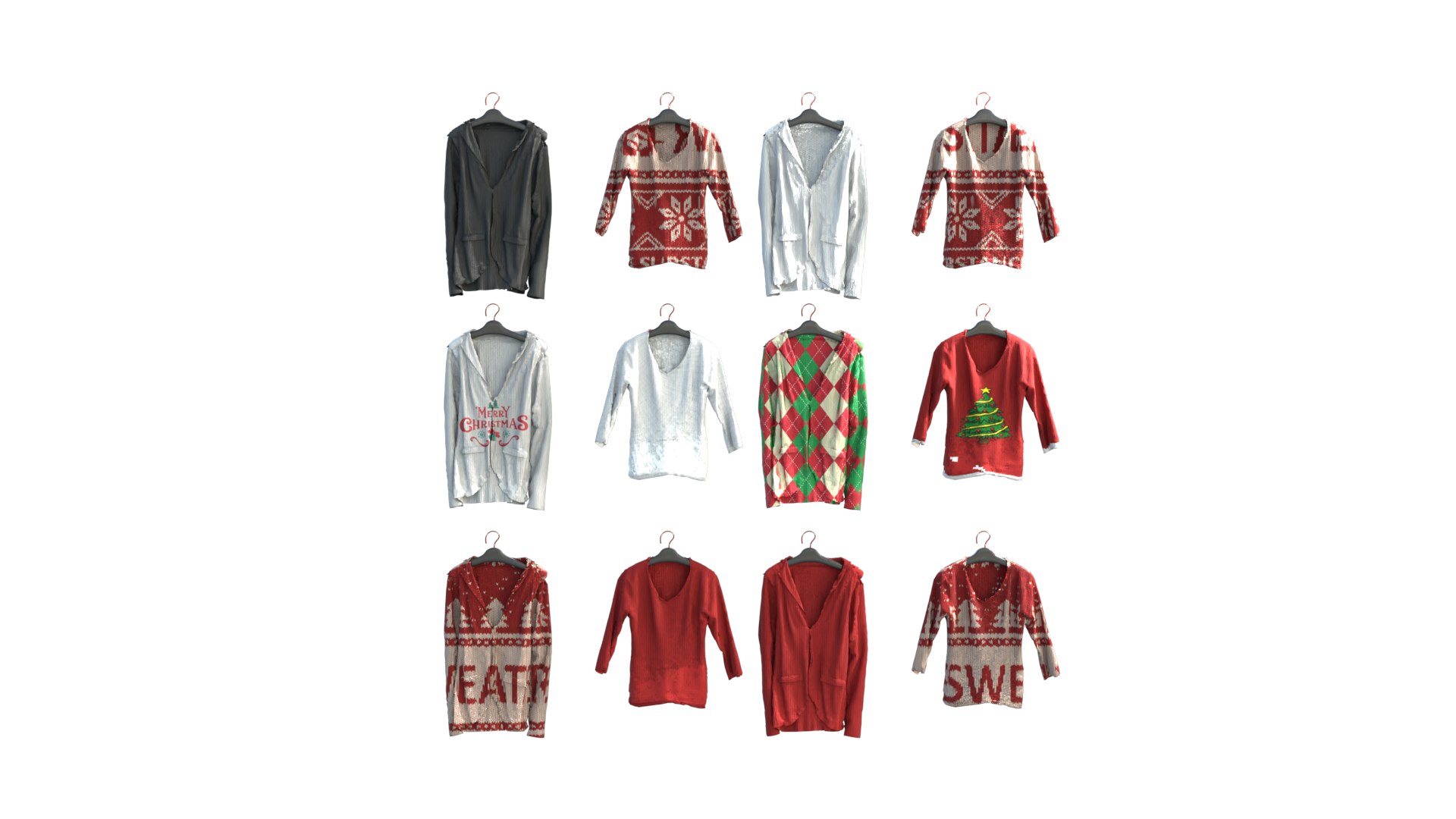 3D model Christmas sweaters with pbr textures - TurboSquid 2163036