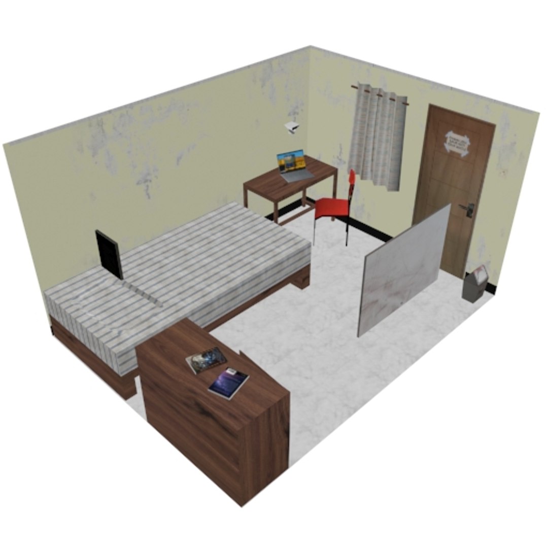 Small Student Bedroom 3D Model - TurboSquid 1452728