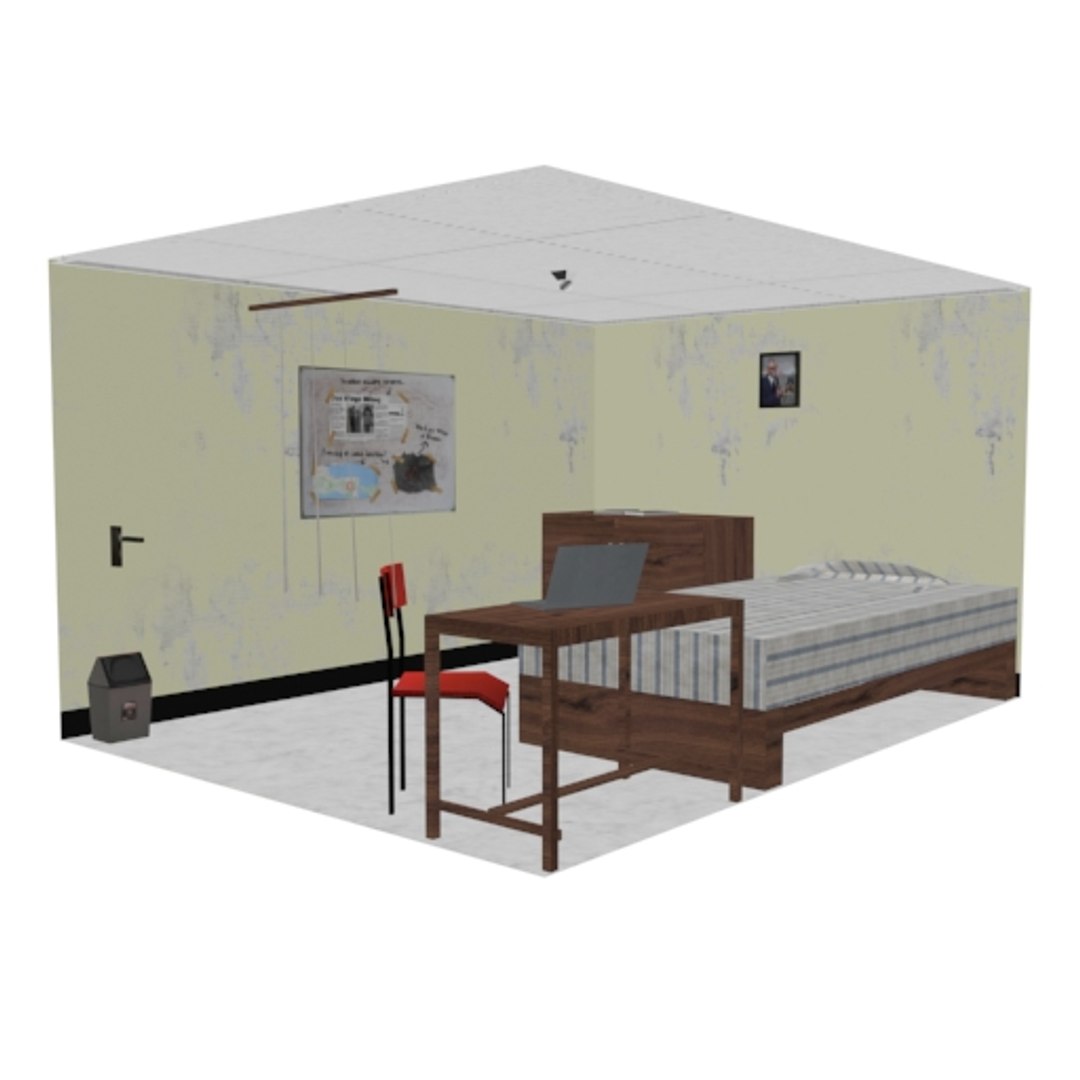 Small Student Bedroom 3D Model - TurboSquid 1452728