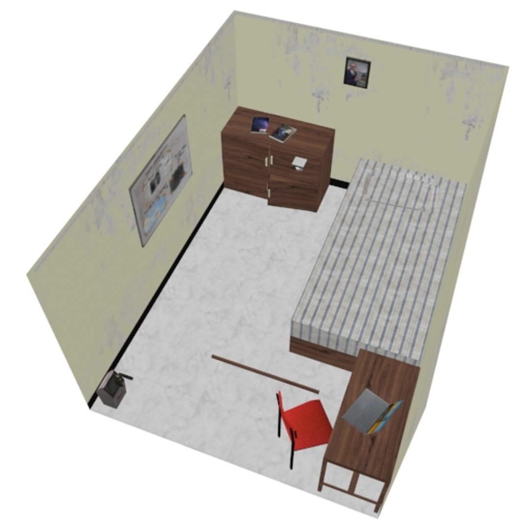 Small Student Bedroom 3D Model - TurboSquid 1452728