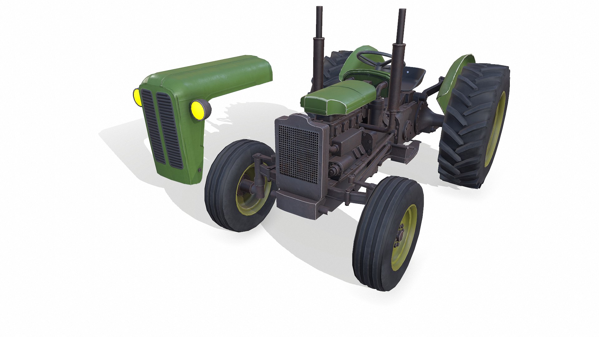 Old Generic Tractor Low-poly PBR 3D Model - TurboSquid 2359800