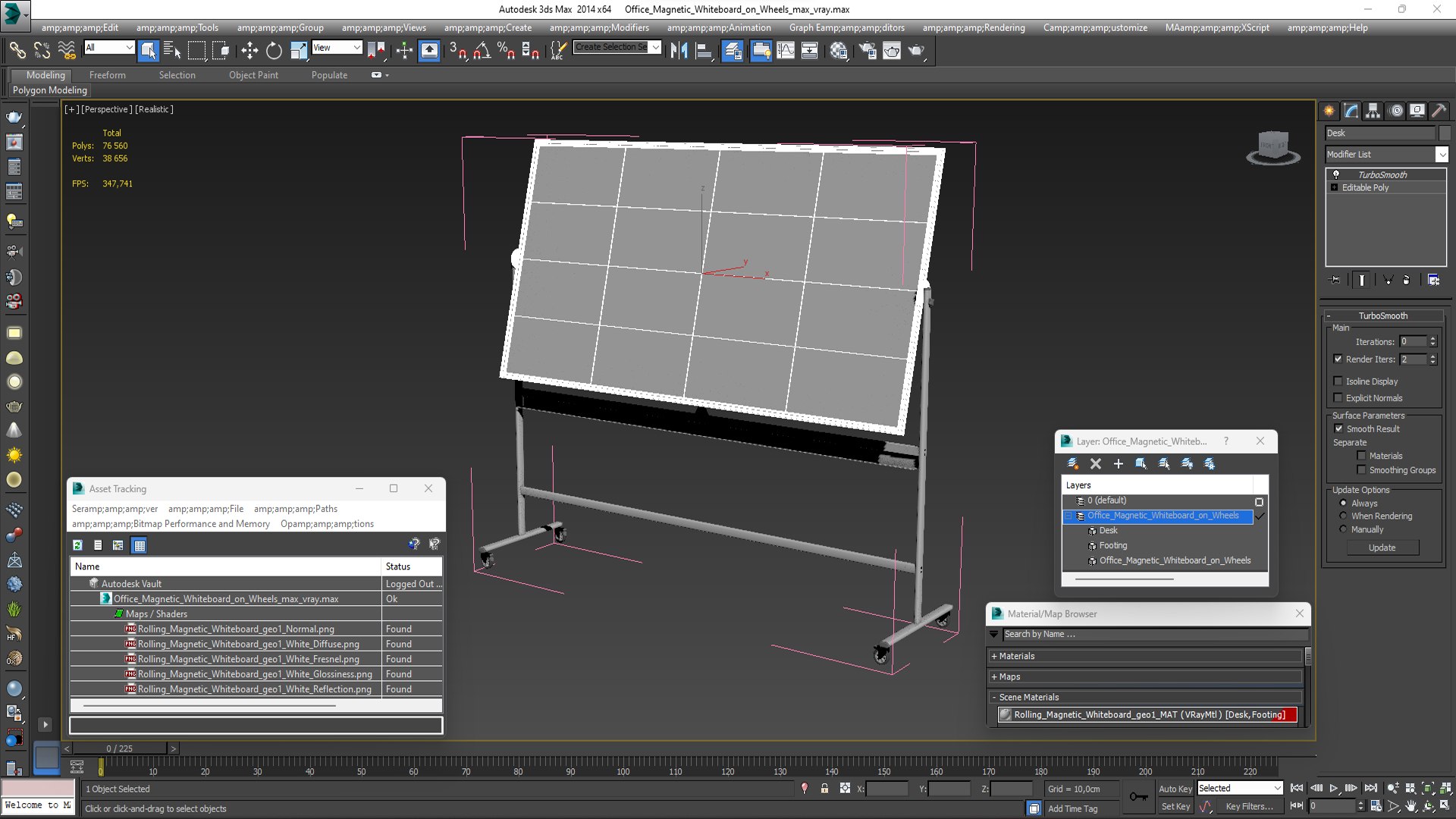 3D Office Magnetic Whiteboard on Wheels model - TurboSquid 2160873