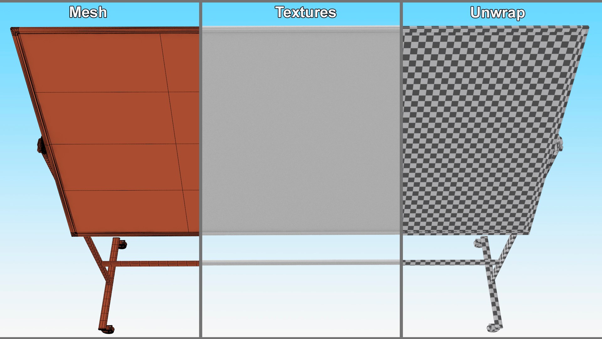 3D Office Magnetic Whiteboard on Wheels model - TurboSquid 2160873