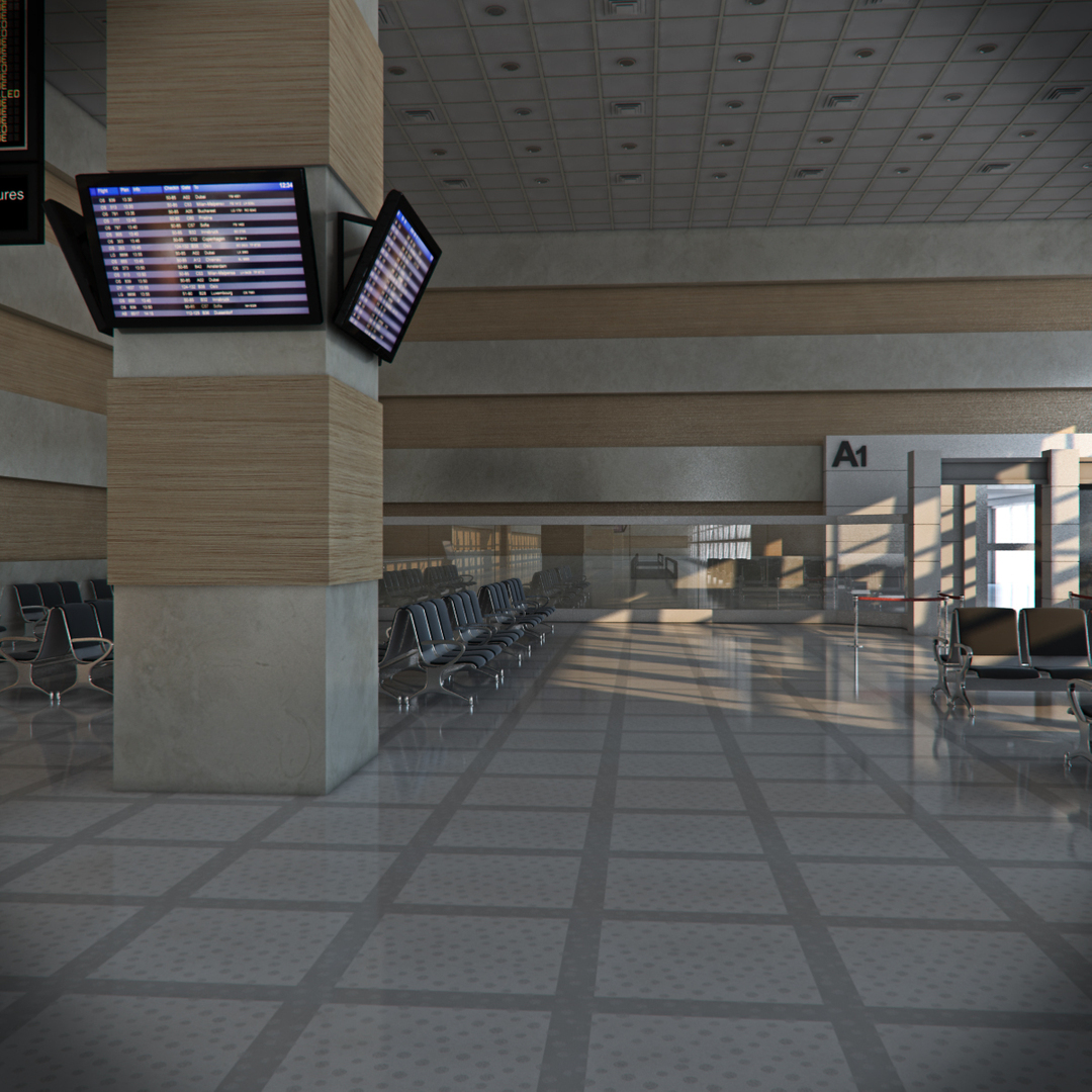 Airport Departures Lounge 3d Model