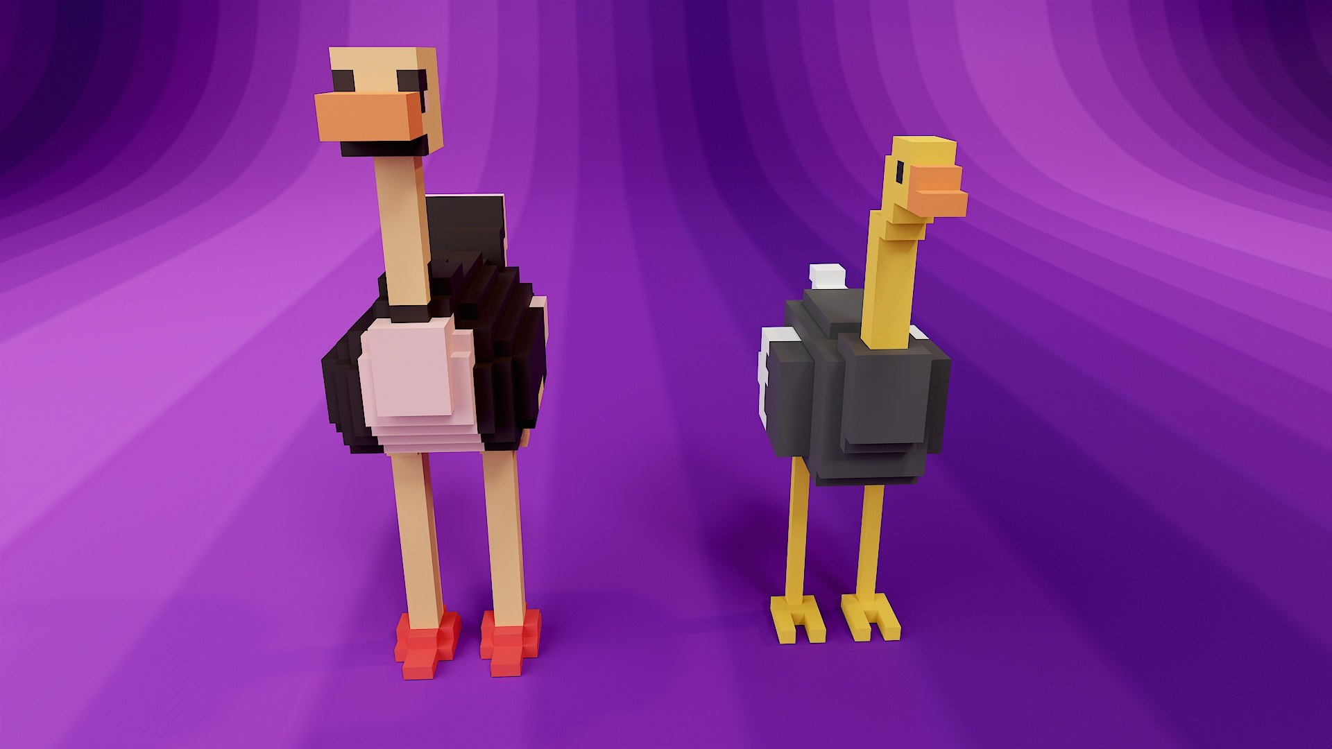3D Ostrich Voxel Art Pack 3d Model Model - TurboSquid 2182433