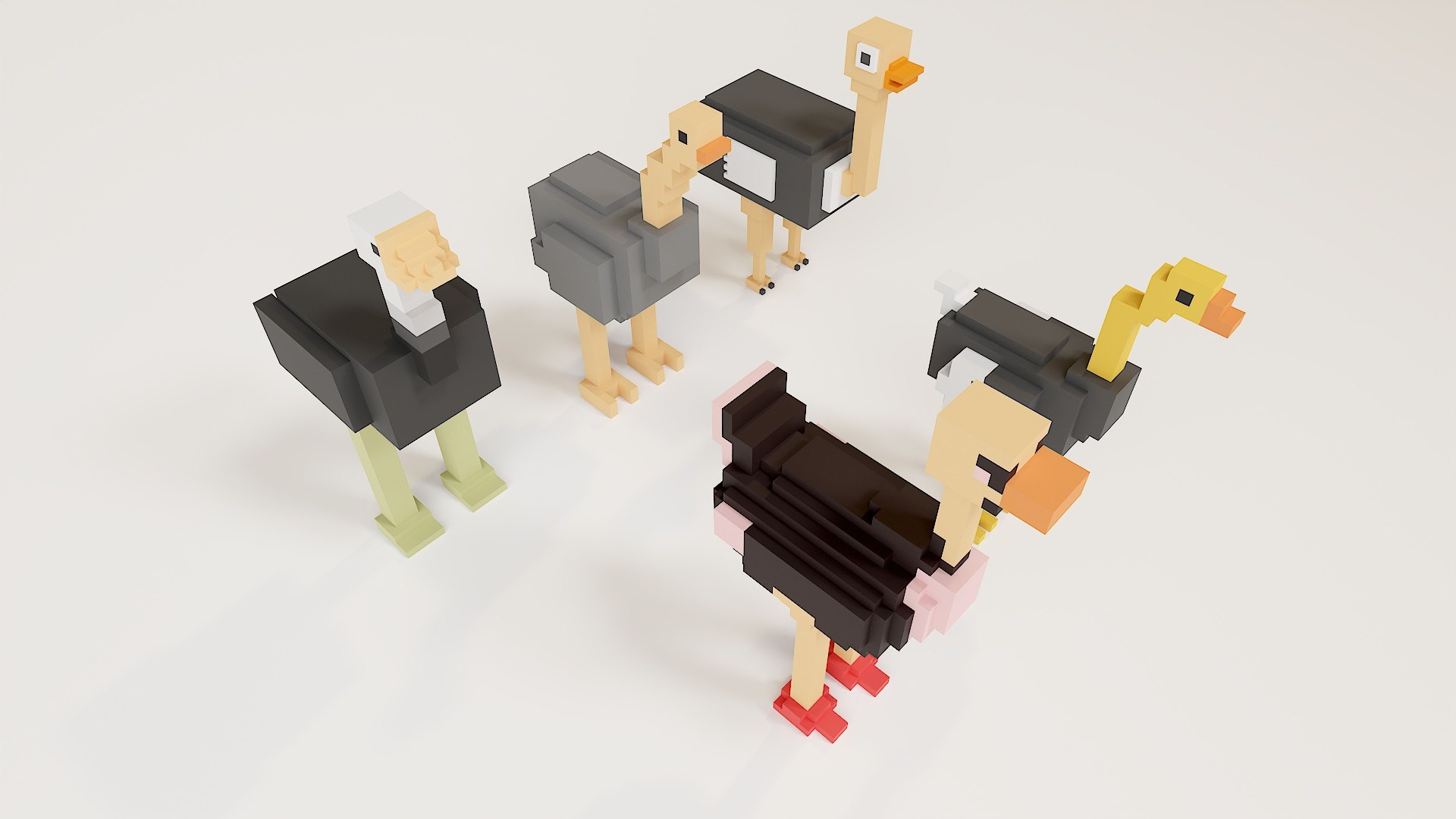 3D Ostrich Voxel Art Pack 3d Model Model - TurboSquid 2182433