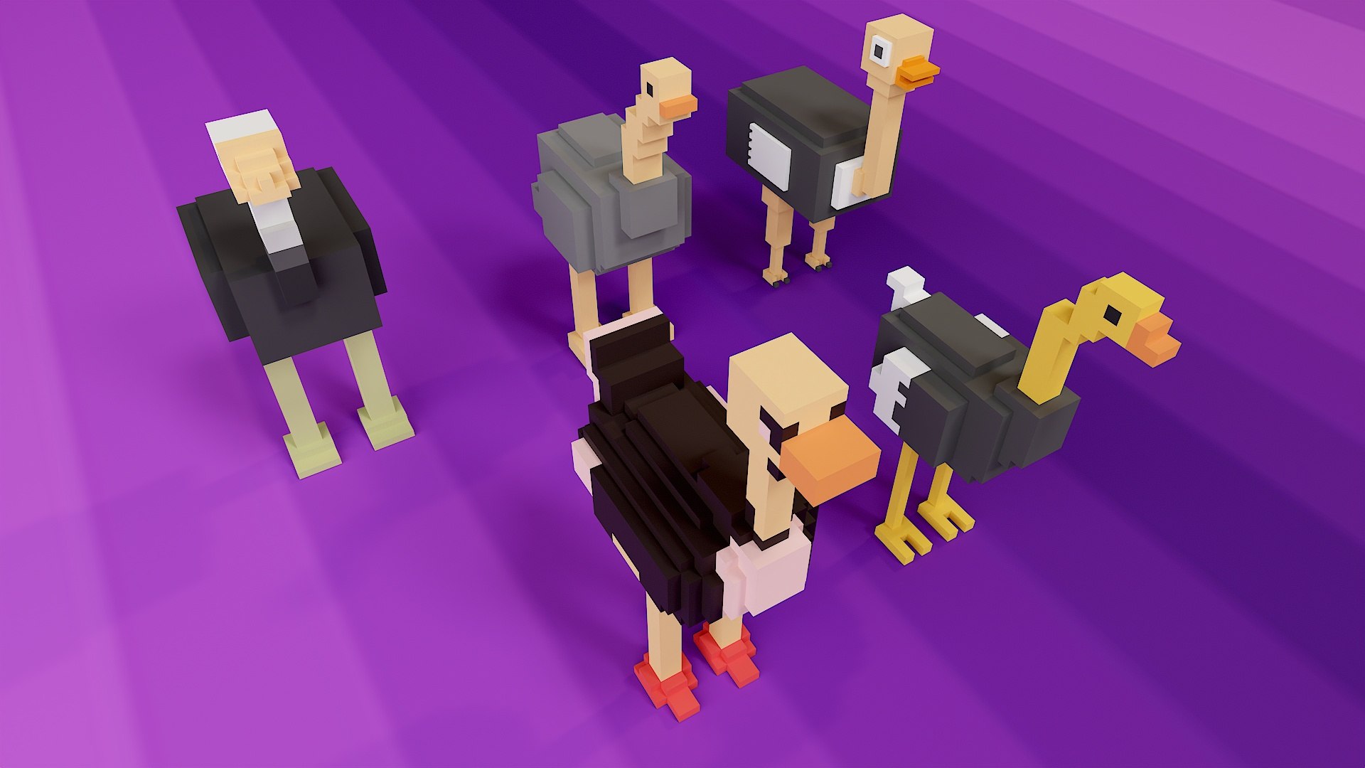 3D Ostrich Voxel Art Pack 3d Model Model - TurboSquid 2182433