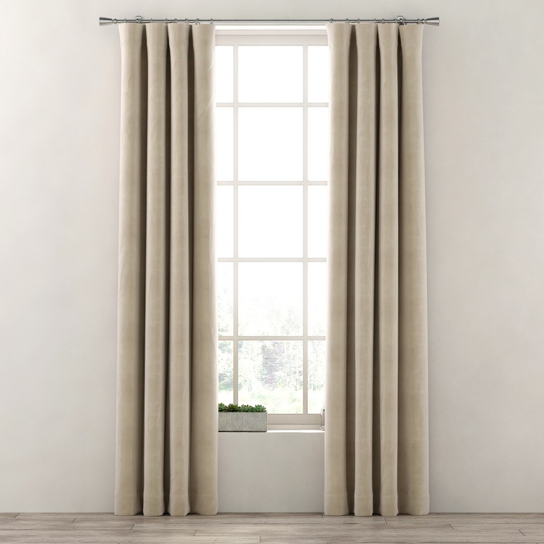 Curtains Cotton Canvas Drapery 3d Model