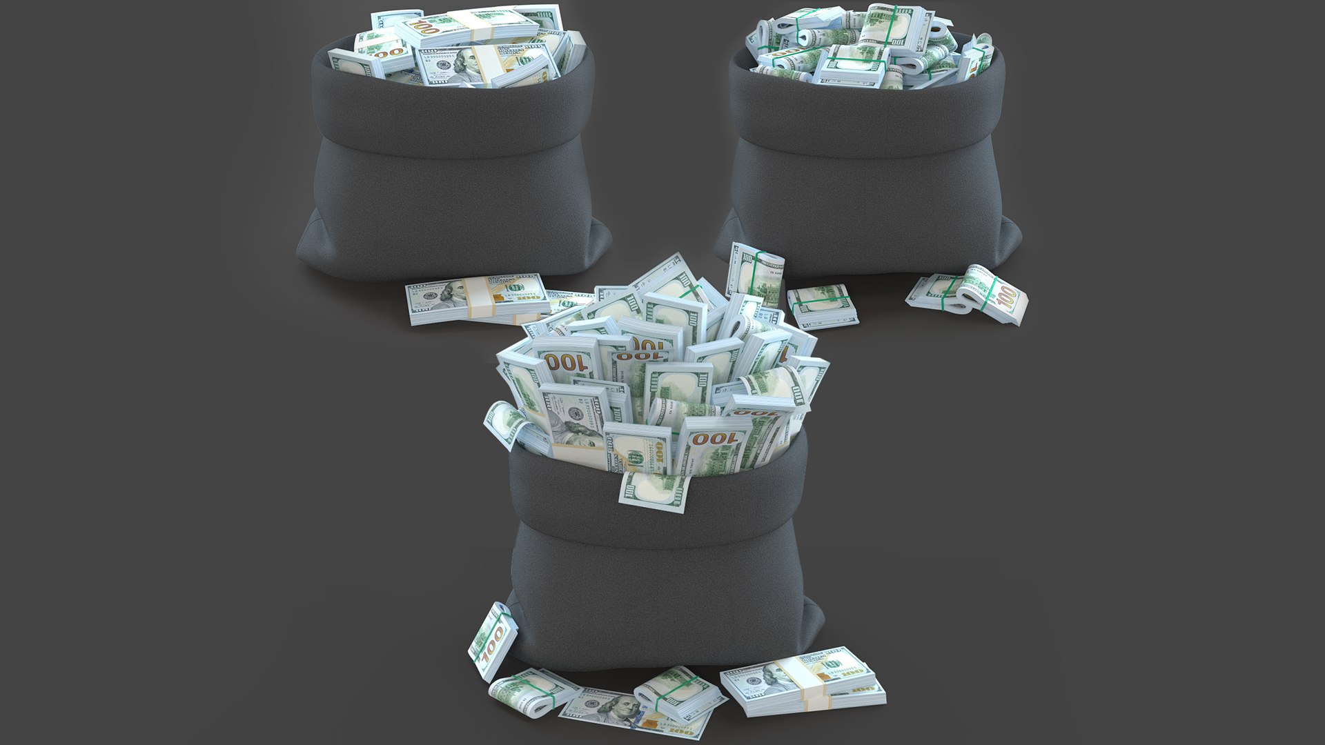 3D Money Bags - TurboSquid 1981977