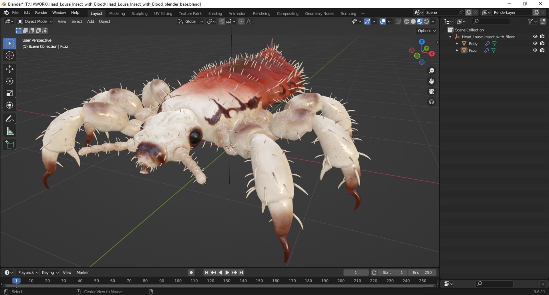 3D Head Louse Insect With Blood - TurboSquid 2287228