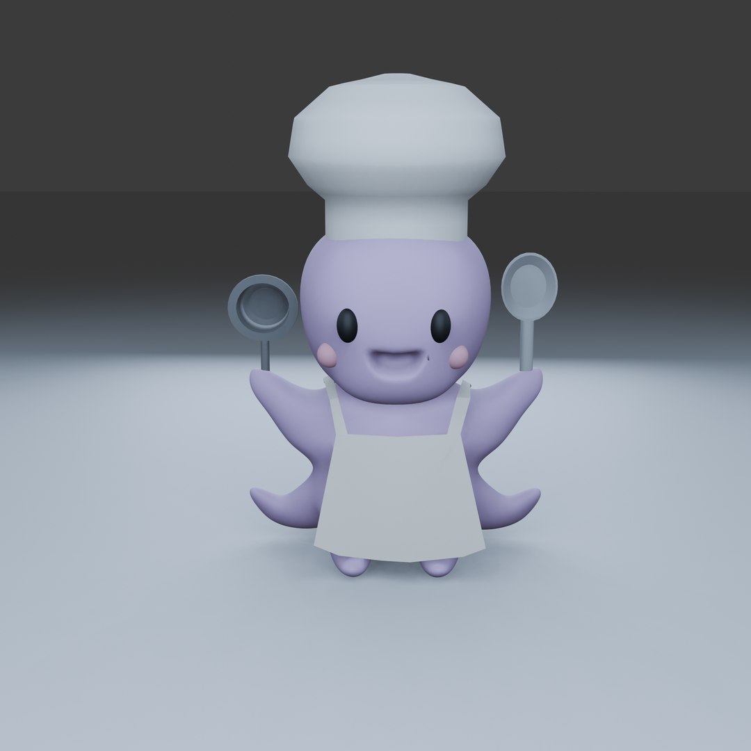 3D Chef Octo Cute Octopus Chef 3D Character Model Model - TurboSquid ...