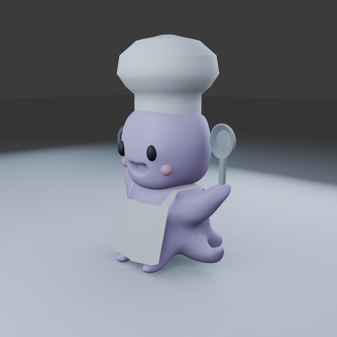 3D Chef Octo Cute Octopus Chef 3D Character Model Model - TurboSquid ...