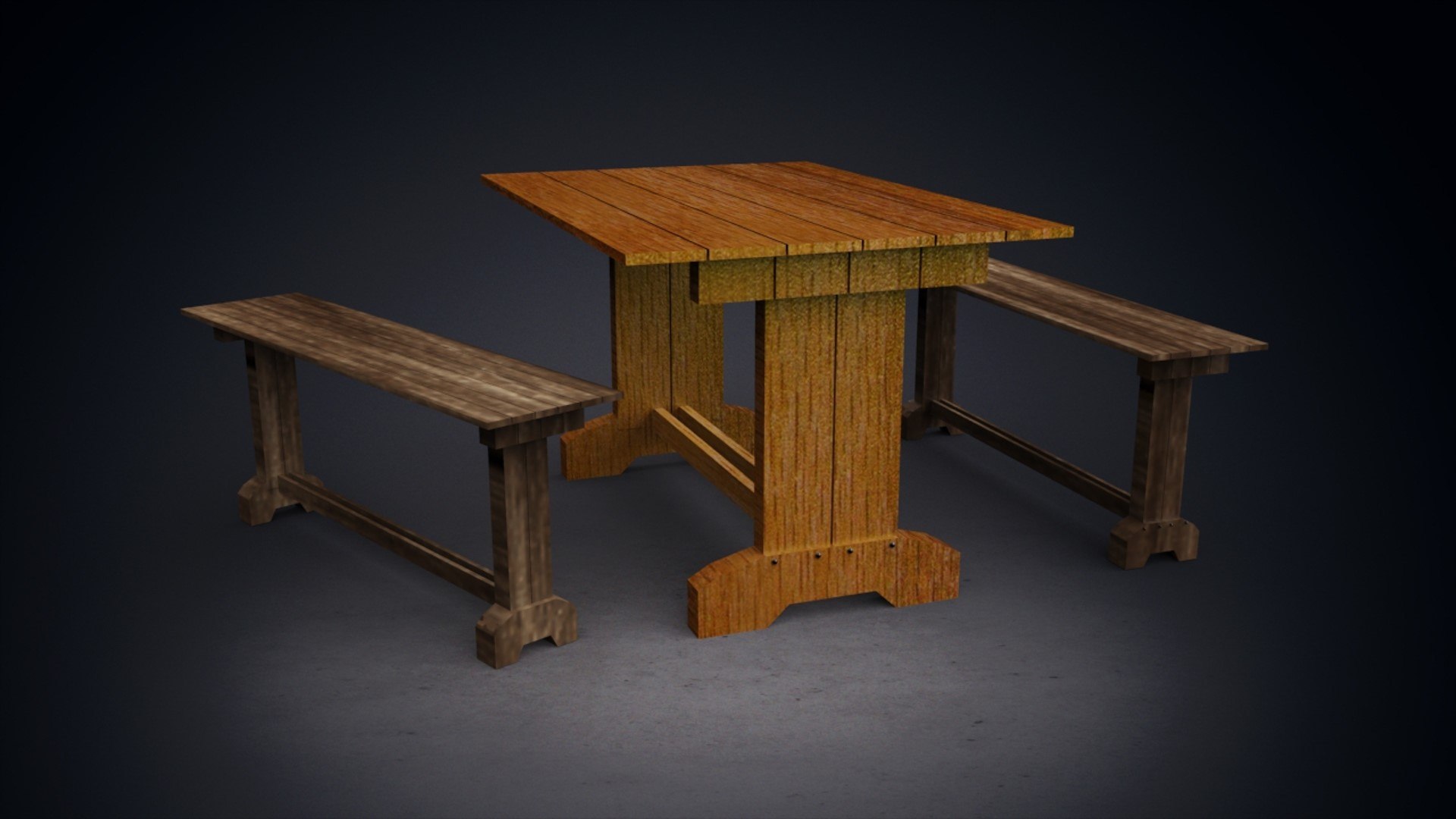 Table With Benches 3D Model - TurboSquid 2105803