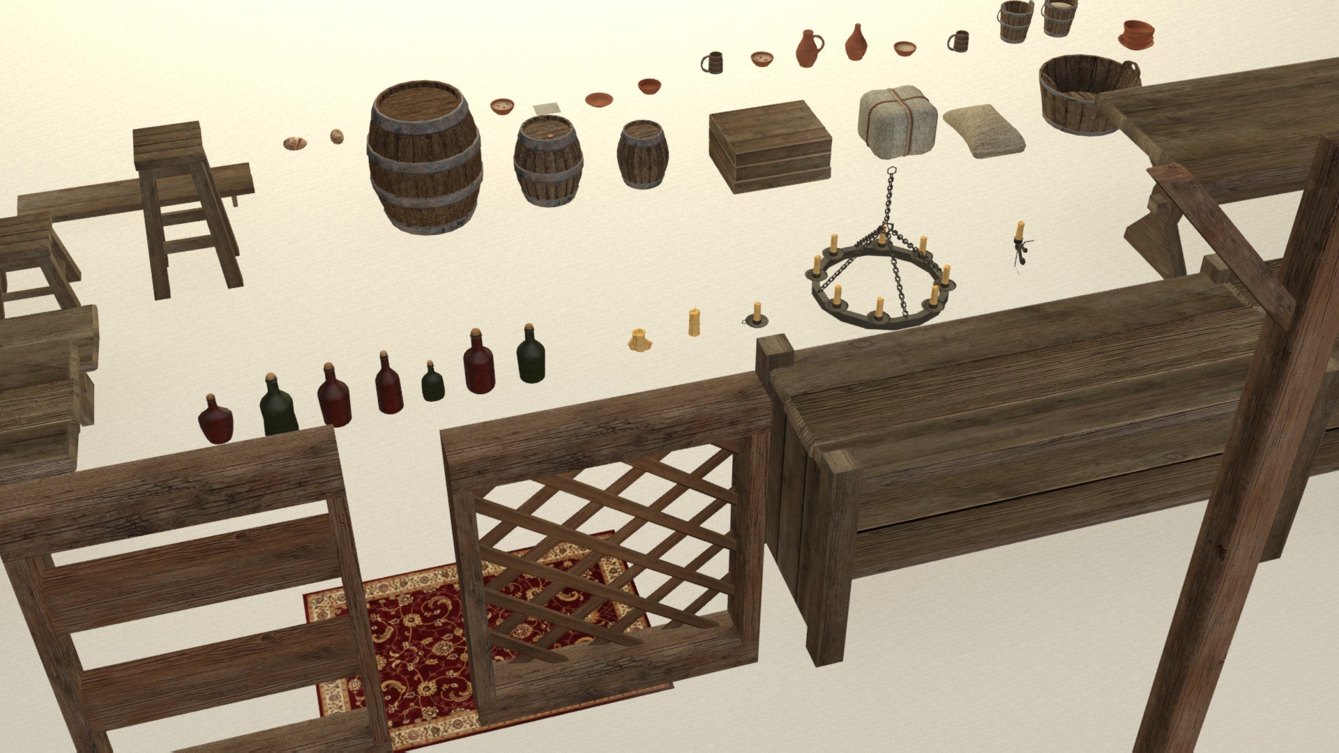 3D Model Tavern Inn Props Pack - 50 Plus Items Collection - TurboSquid ...