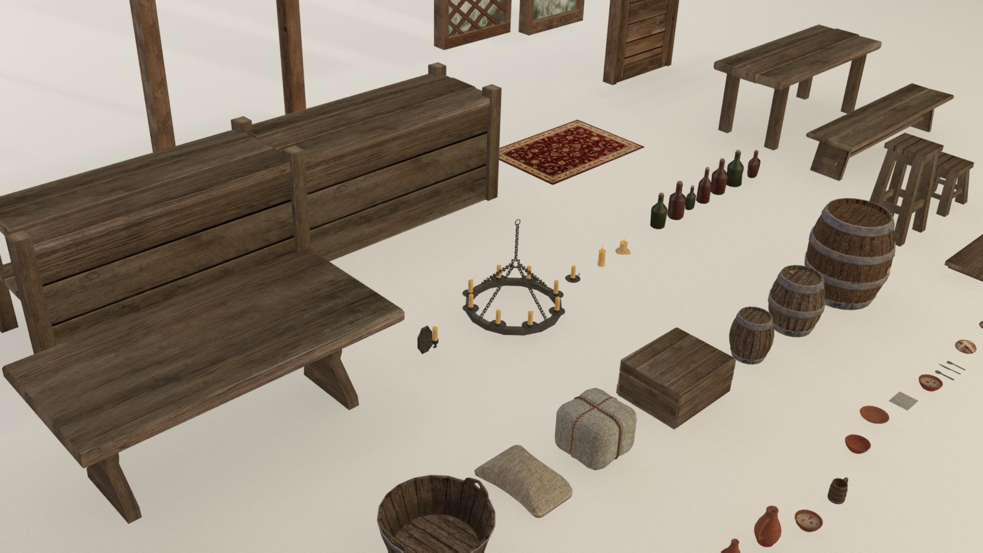3D Model Tavern Inn Props Pack - 50 Plus Items Collection - TurboSquid ...