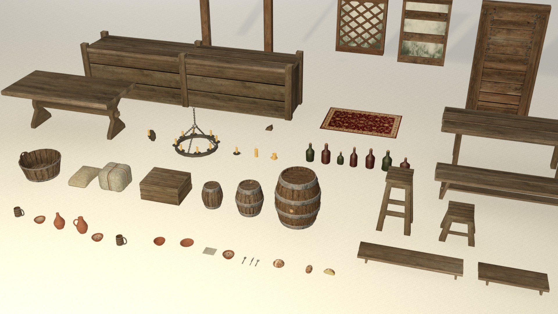 3D Model Tavern Inn Props Pack - 50 Plus Items Collection - TurboSquid ...