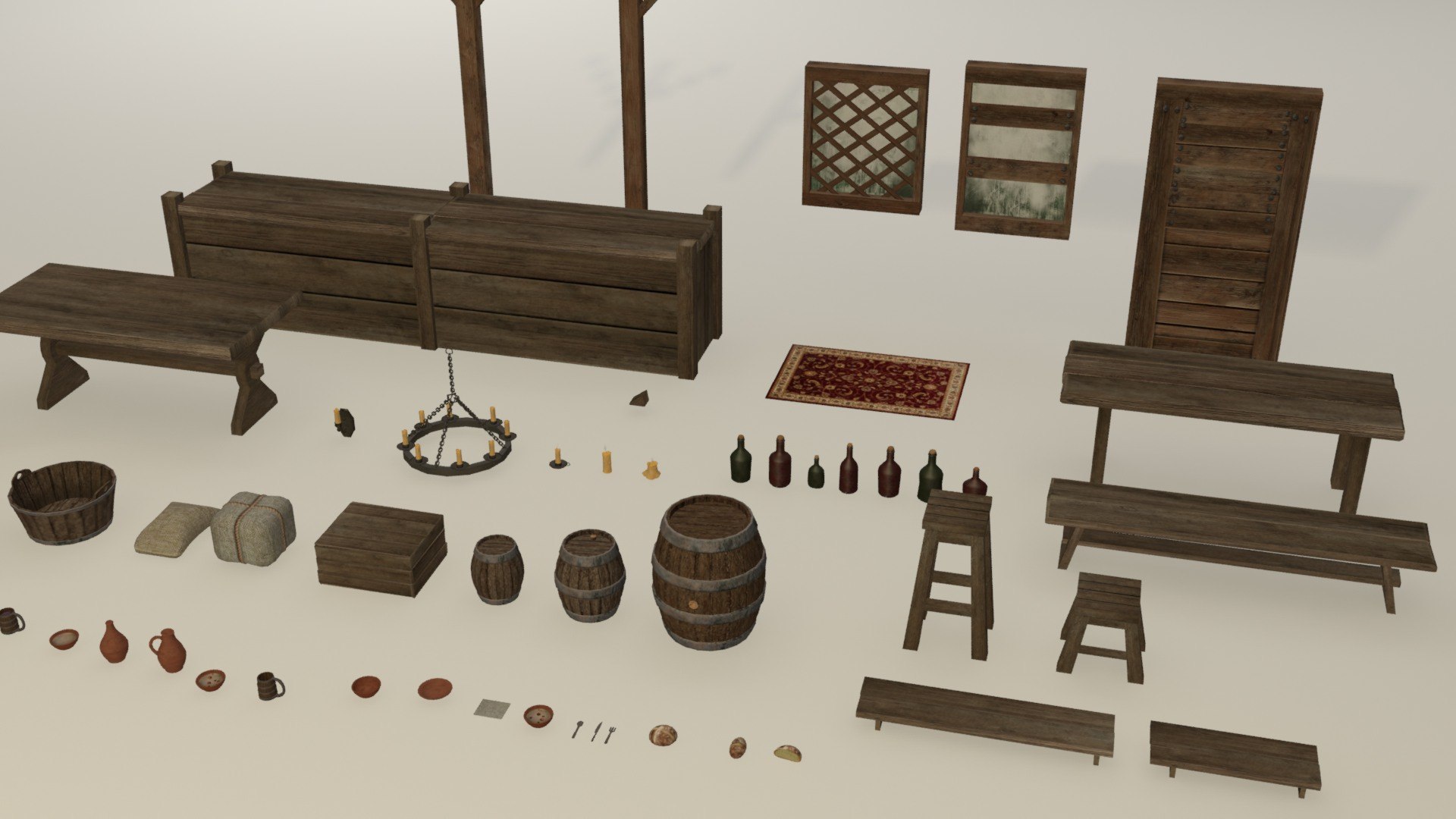 3D Model Tavern Inn Props Pack - 50 Plus Items Collection - TurboSquid ...