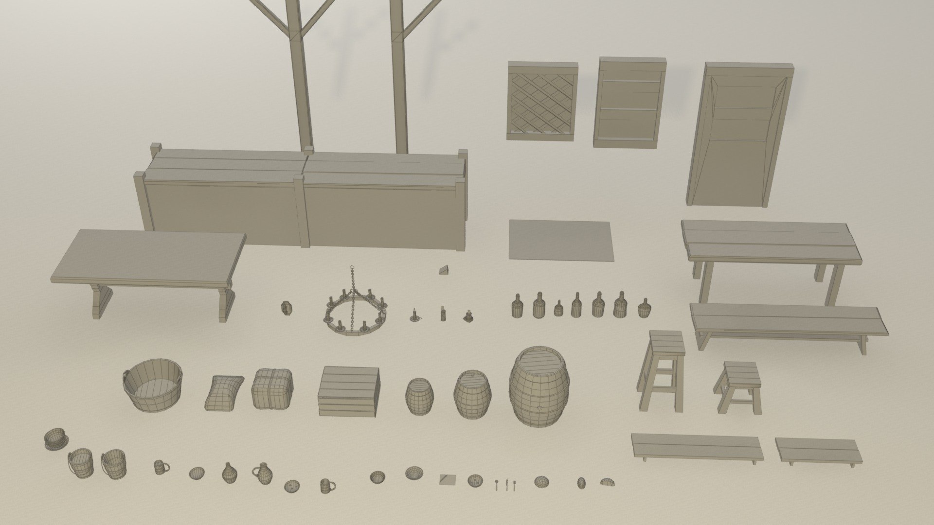 3D Model Tavern Inn Props Pack - 50 Plus Items Collection - TurboSquid ...
