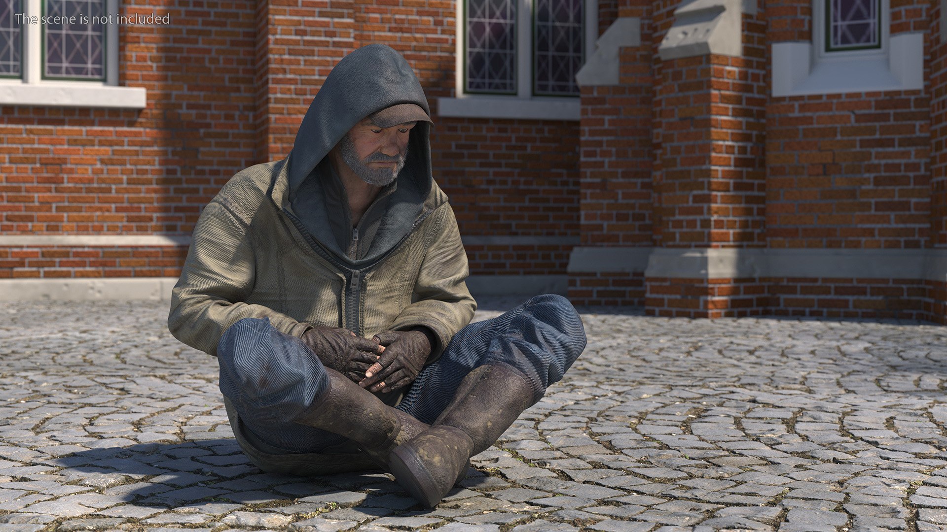 Seated Homeless Old Man 3D Model - TurboSquid 2283336
