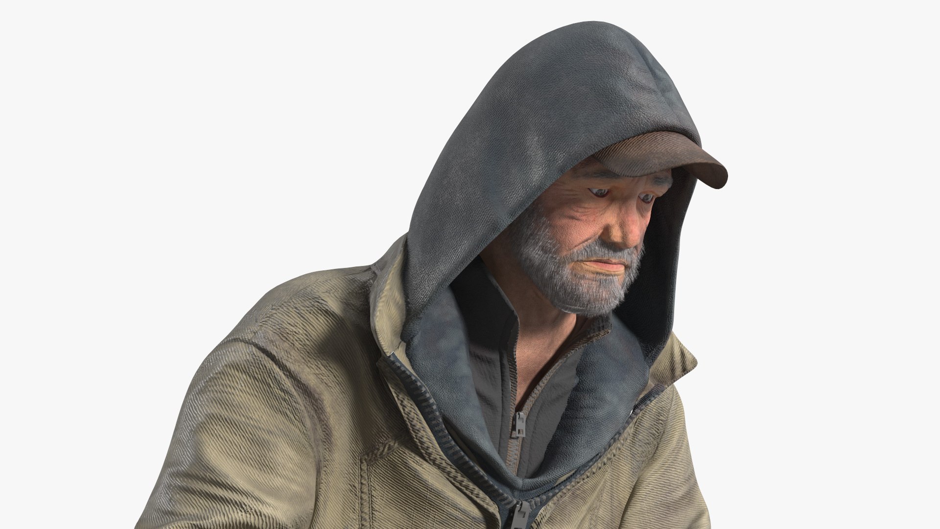Seated Homeless Old Man 3D Model - TurboSquid 2283336