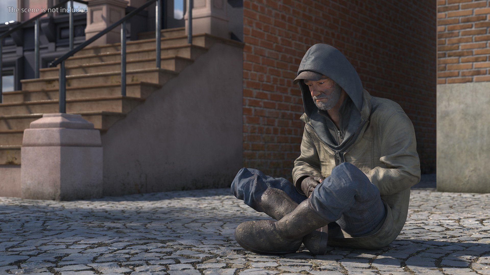 Seated Homeless Old Man 3D Model - TurboSquid 2283336
