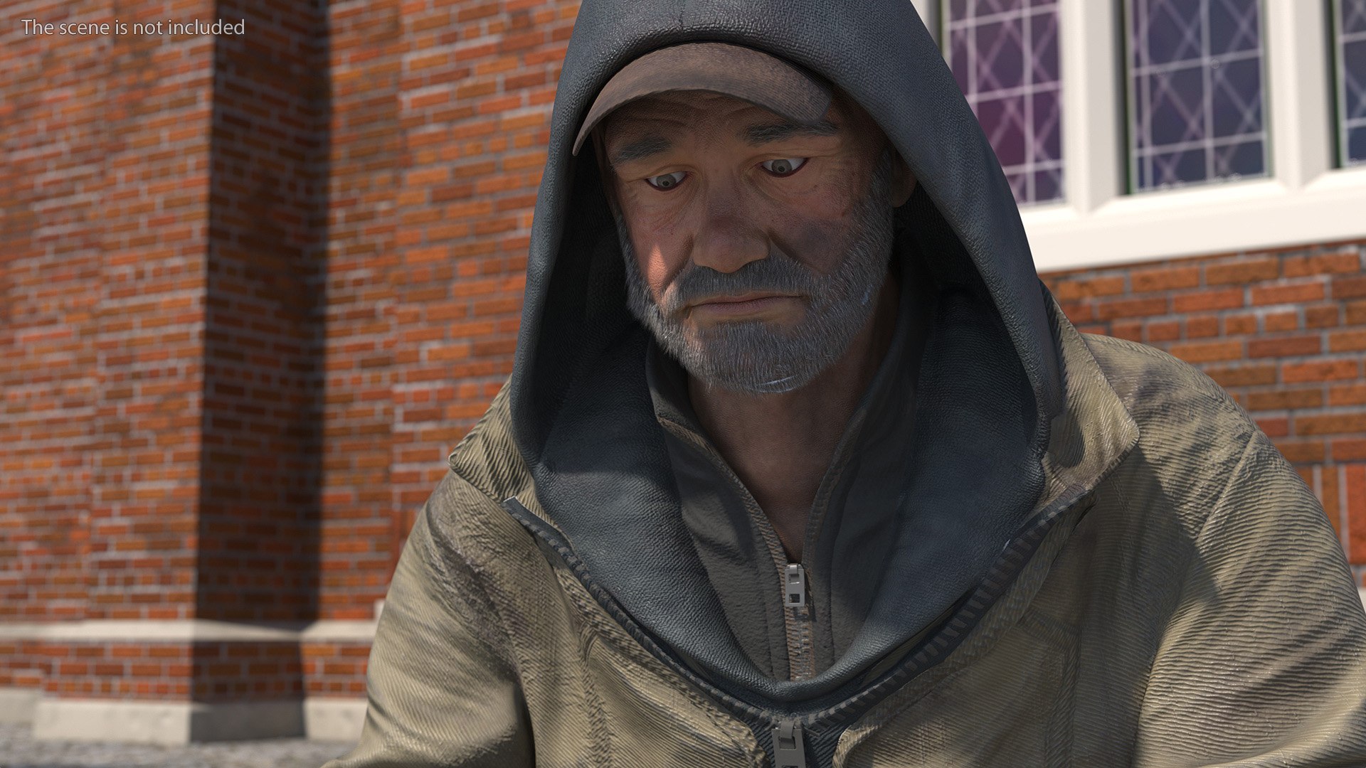Seated Homeless Old Man 3D Model - TurboSquid 2283336