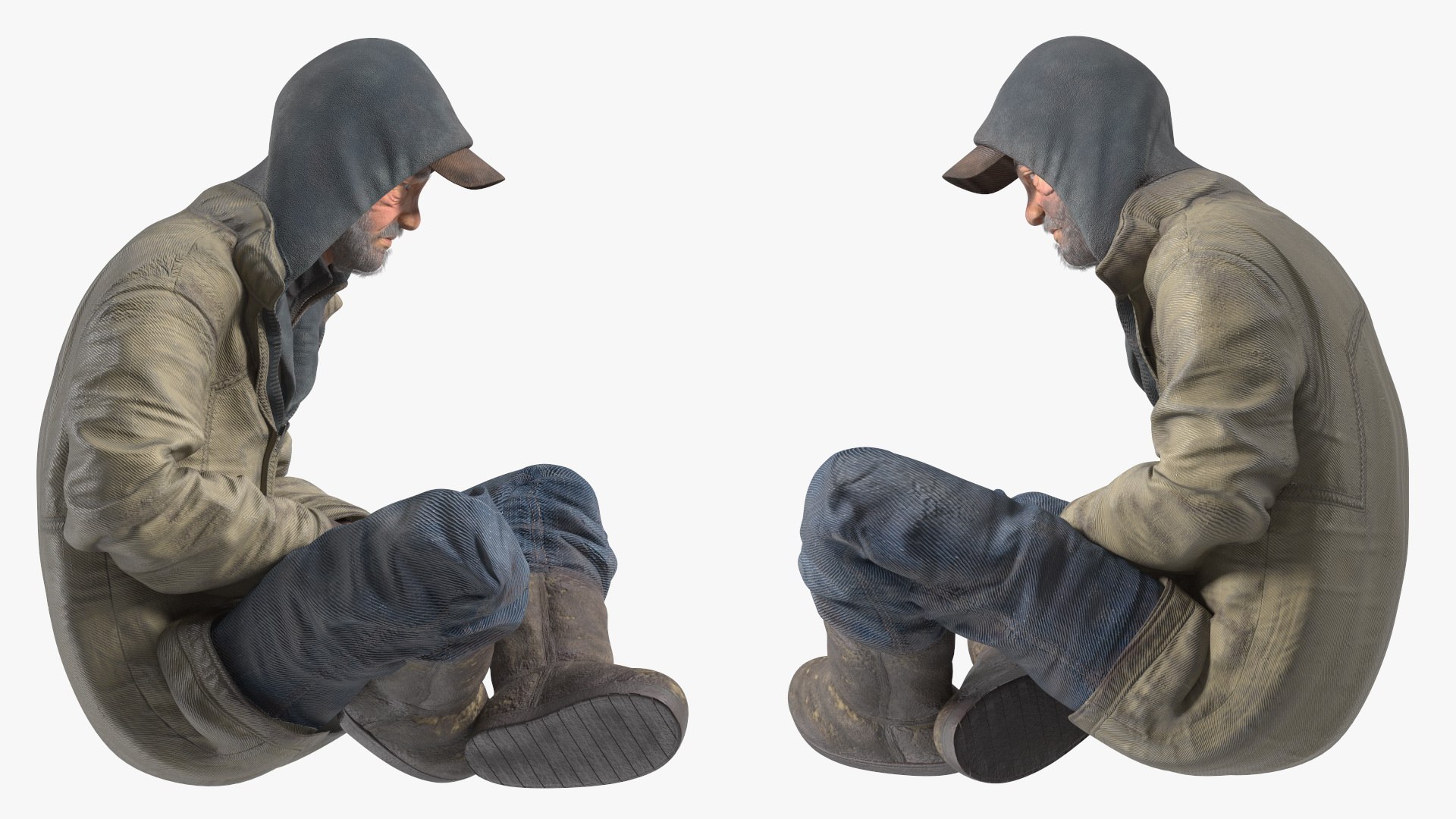 Seated Homeless Old Man 3D Model - TurboSquid 2283336
