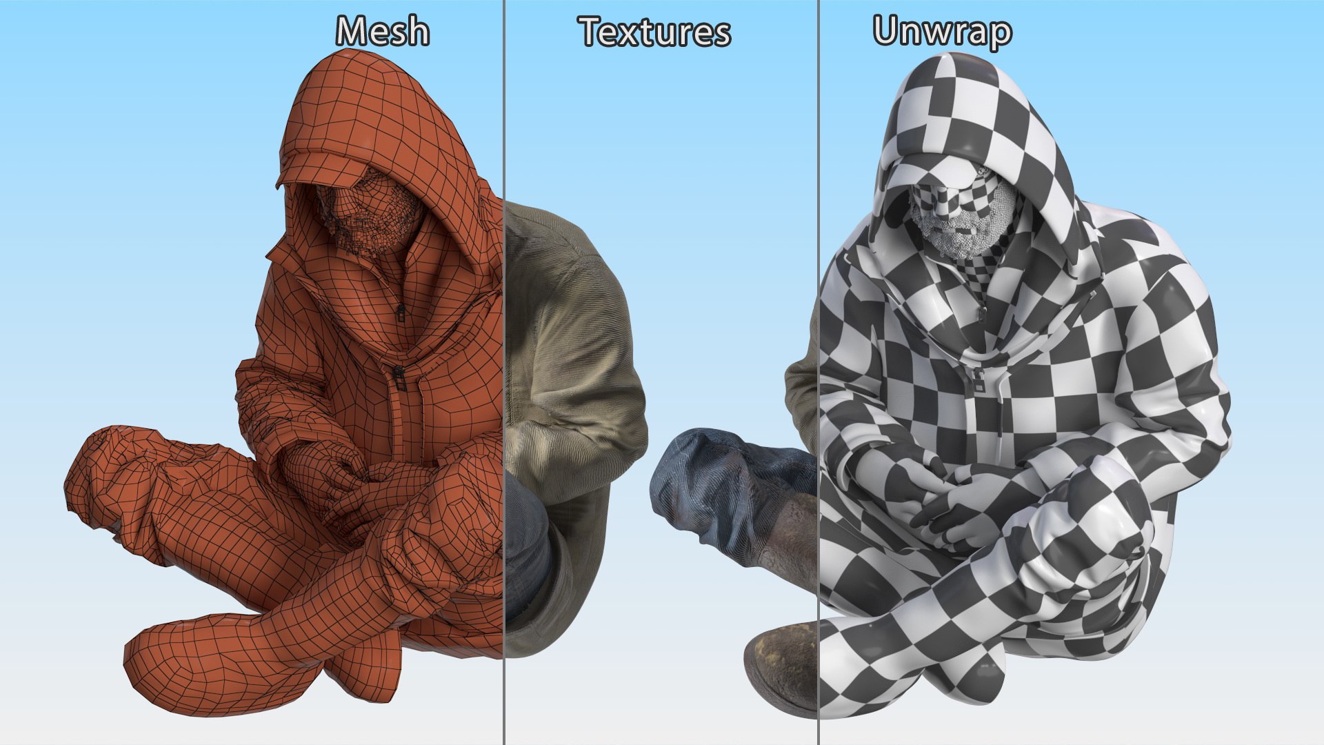 Seated Homeless Old Man 3D Model - TurboSquid 2283336