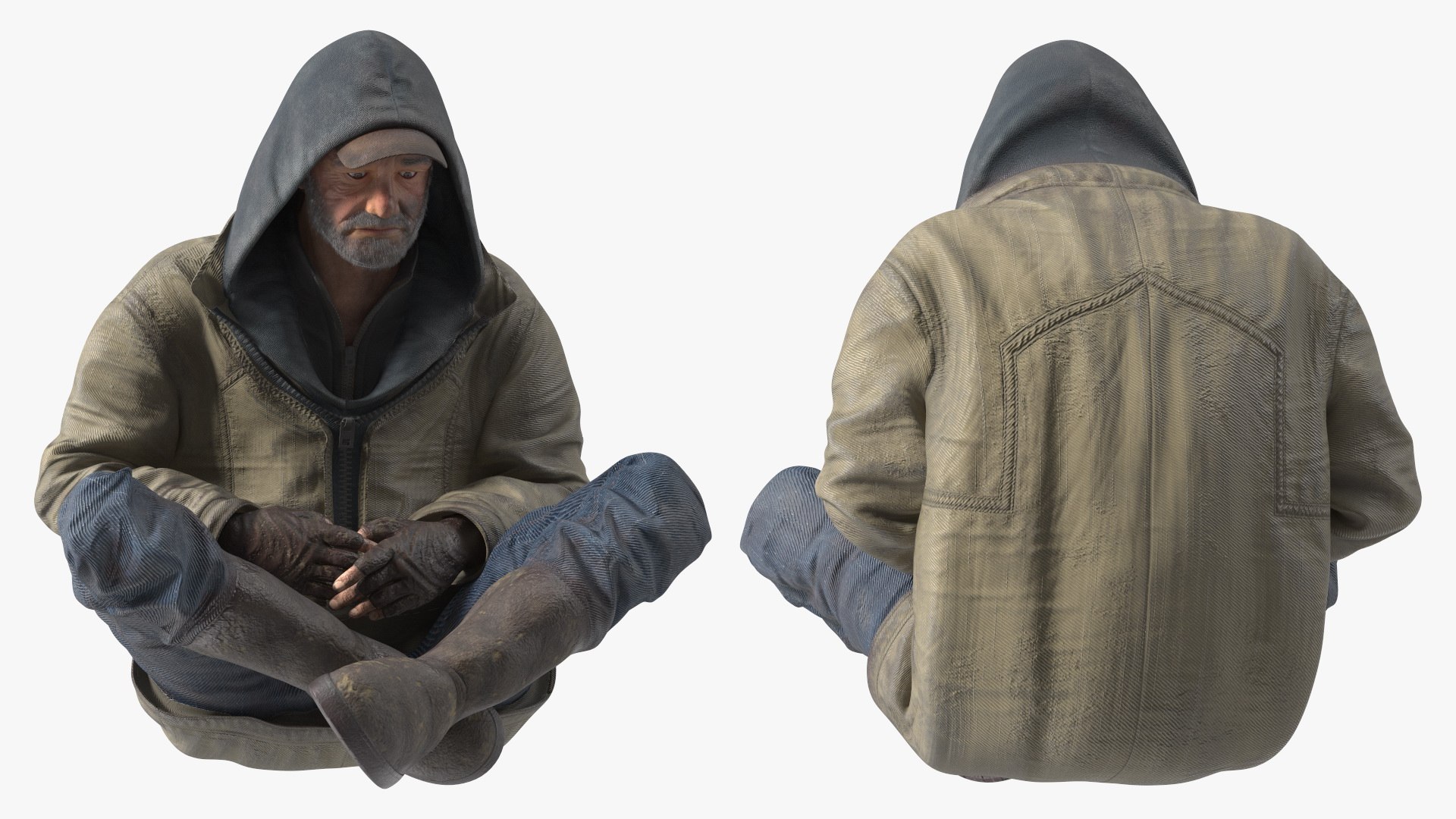 Seated Homeless Old Man 3D Model - TurboSquid 2283336