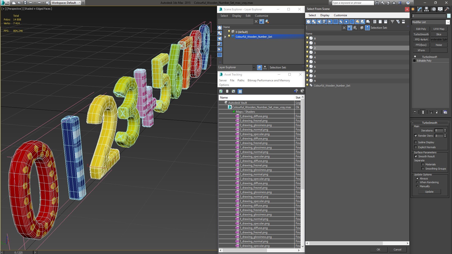 3D model Colourful Wooden Number Set - TurboSquid 1789474