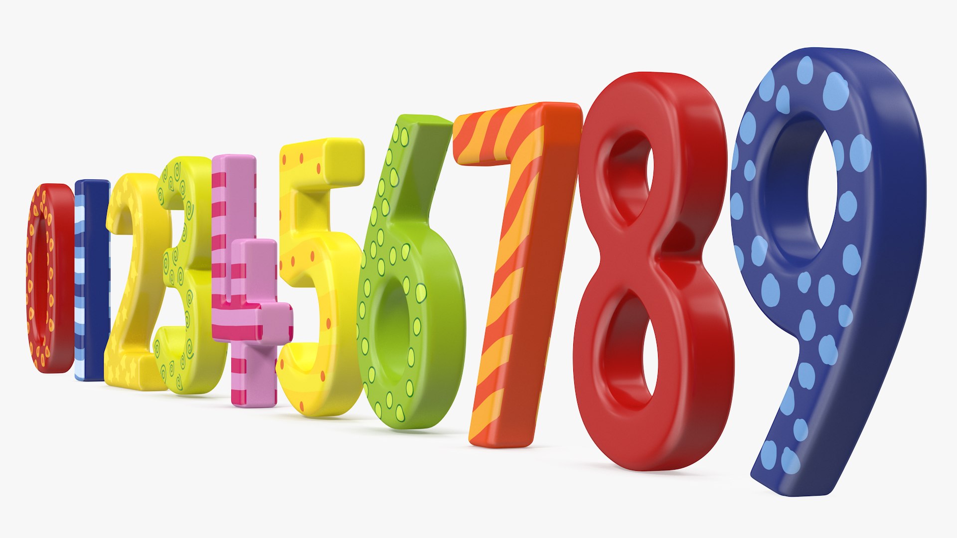 3D model Colourful Wooden Number Set - TurboSquid 1789474