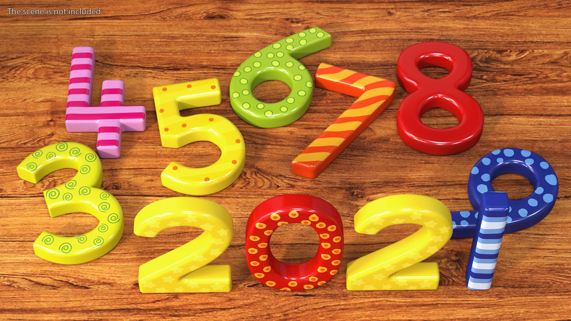 3D Model Colourful Wooden Number Set - TurboSquid 1789474