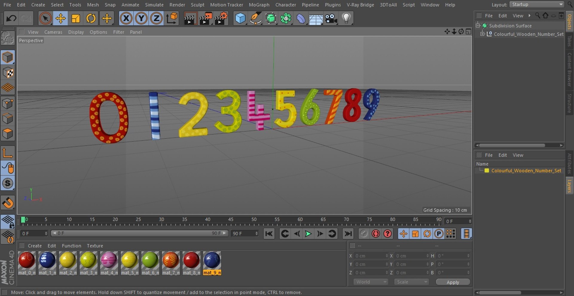 3D model Colourful Wooden Number Set - TurboSquid 1789474