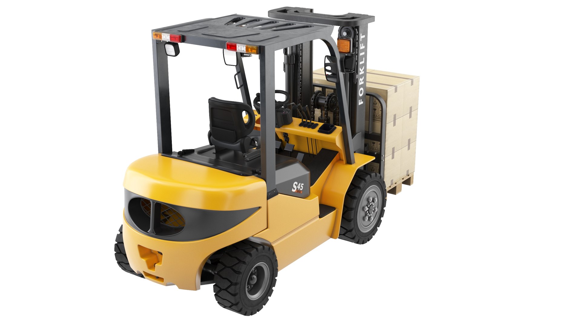 Forklift With Cargo 3D Model - TurboSquid 1864442