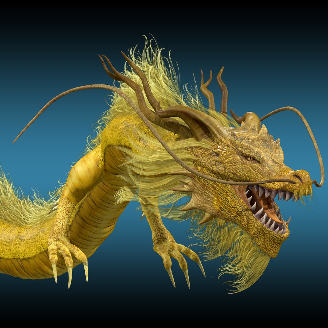 Golden Chinese Dragon Model - TurboSquid 2230573