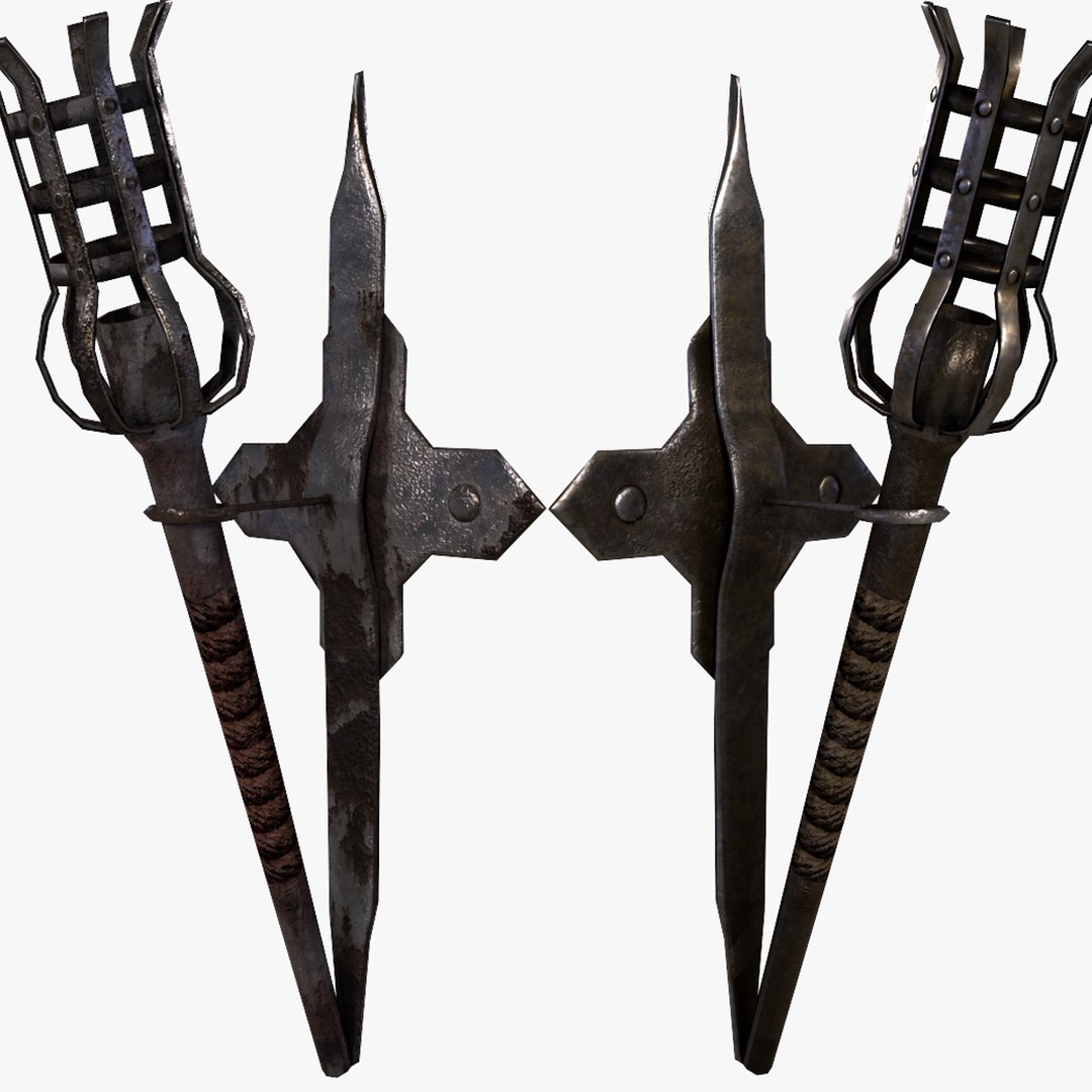 3D model Wall Torch PACK - 4 Medieval Castle Dungeon Torch - PBR 4k Low ...