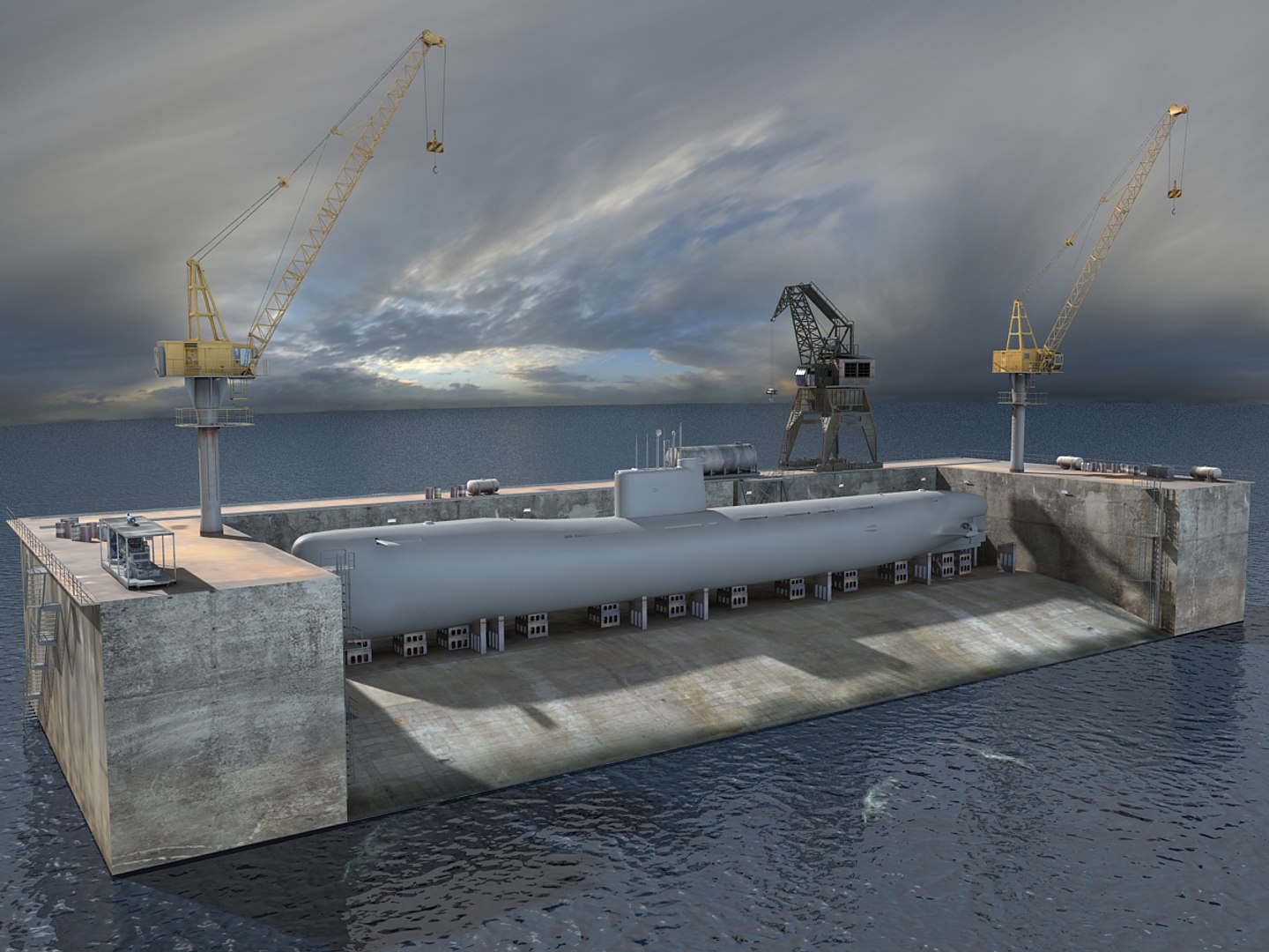 Dry Dock Submarine 3D Model - TurboSquid 1196963