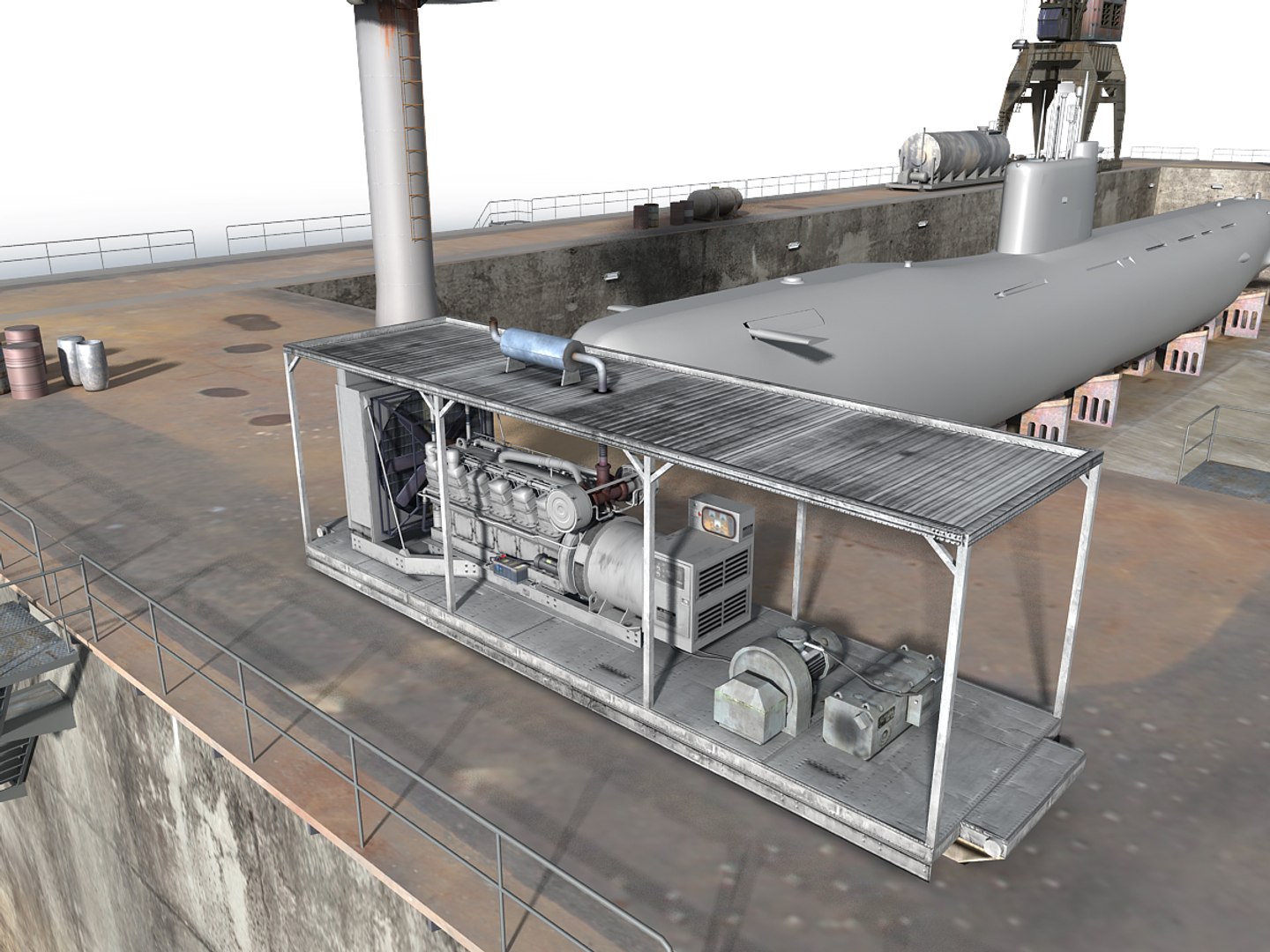 Dry dock submarine 3D model - TurboSquid 1196963