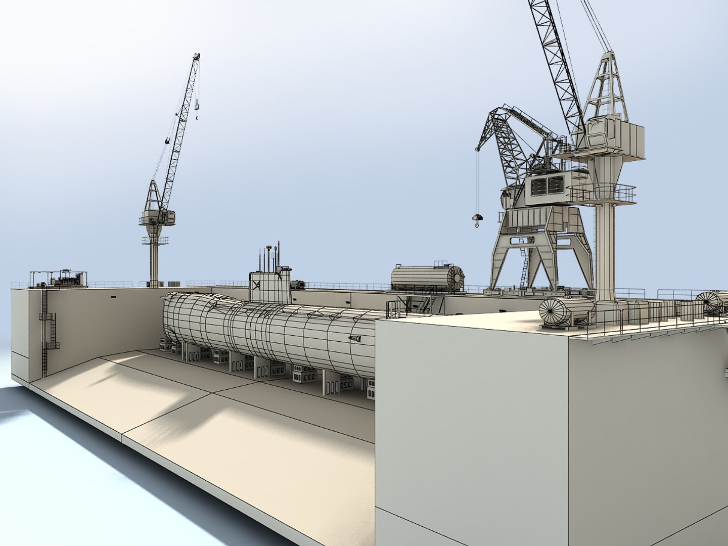 Dry Dock Submarine 3D Model - TurboSquid 1196963