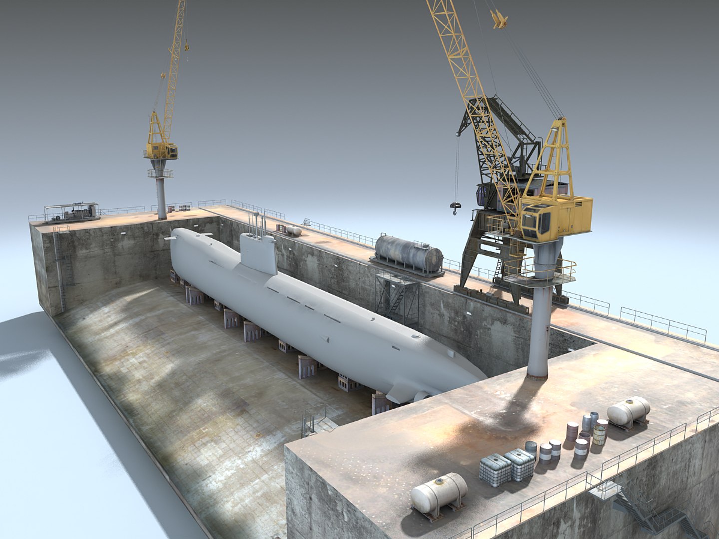 Dry Dock Submarine 3D Model - TurboSquid 1196963