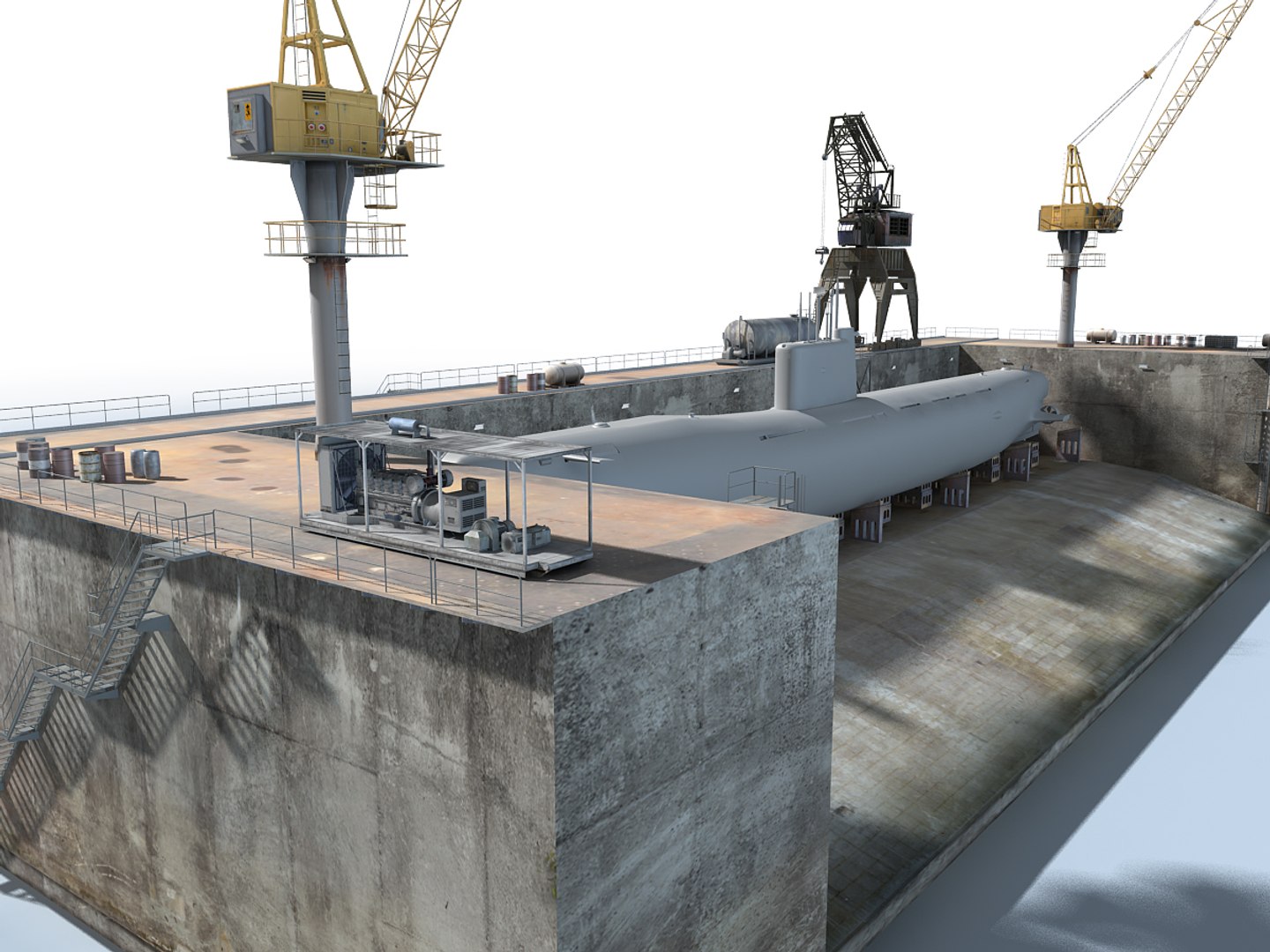 Dry dock submarine 3D model - TurboSquid 1196963