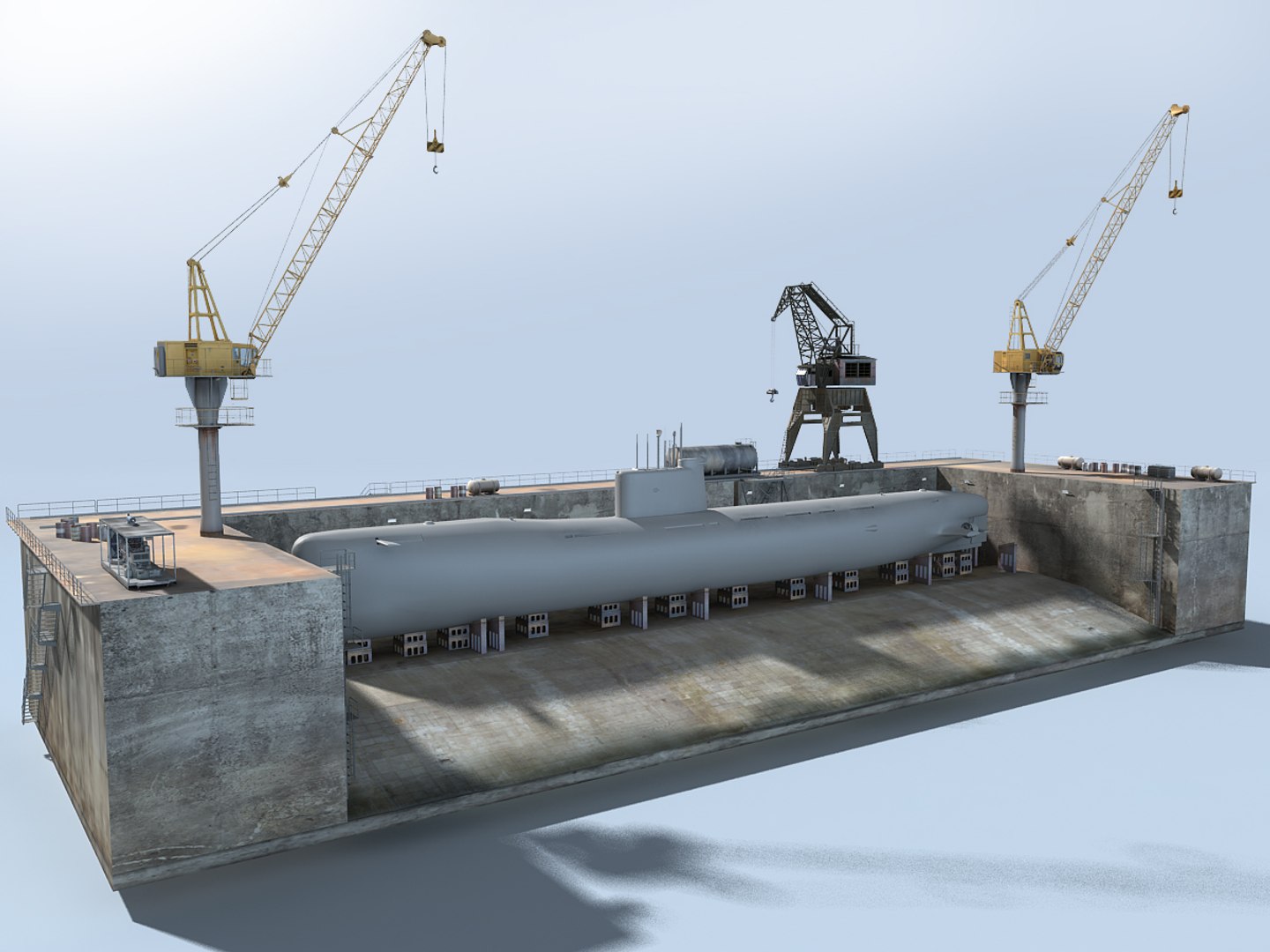 Dry Dock Submarine 3D Model - TurboSquid 1196963