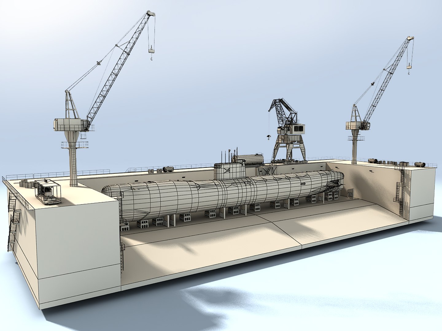 Dry Dock Submarine 3D Model - TurboSquid 1196963