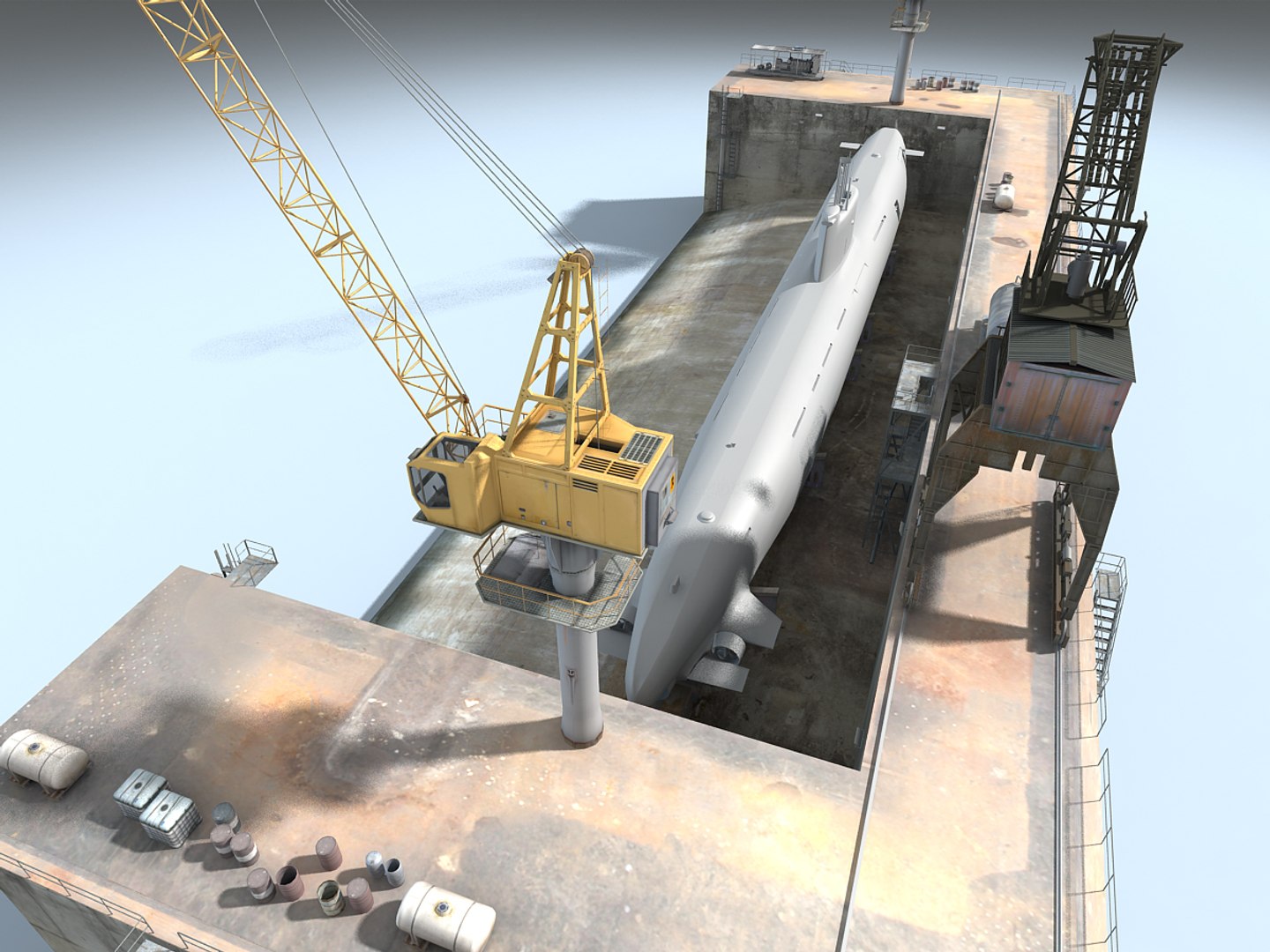 Dry dock submarine 3D model - TurboSquid 1196963