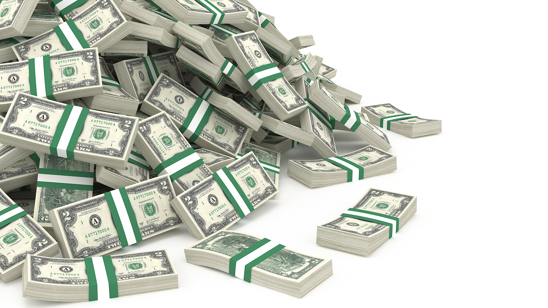 2 Dollar Bill Stack 3D Model - TurboSquid 1646310