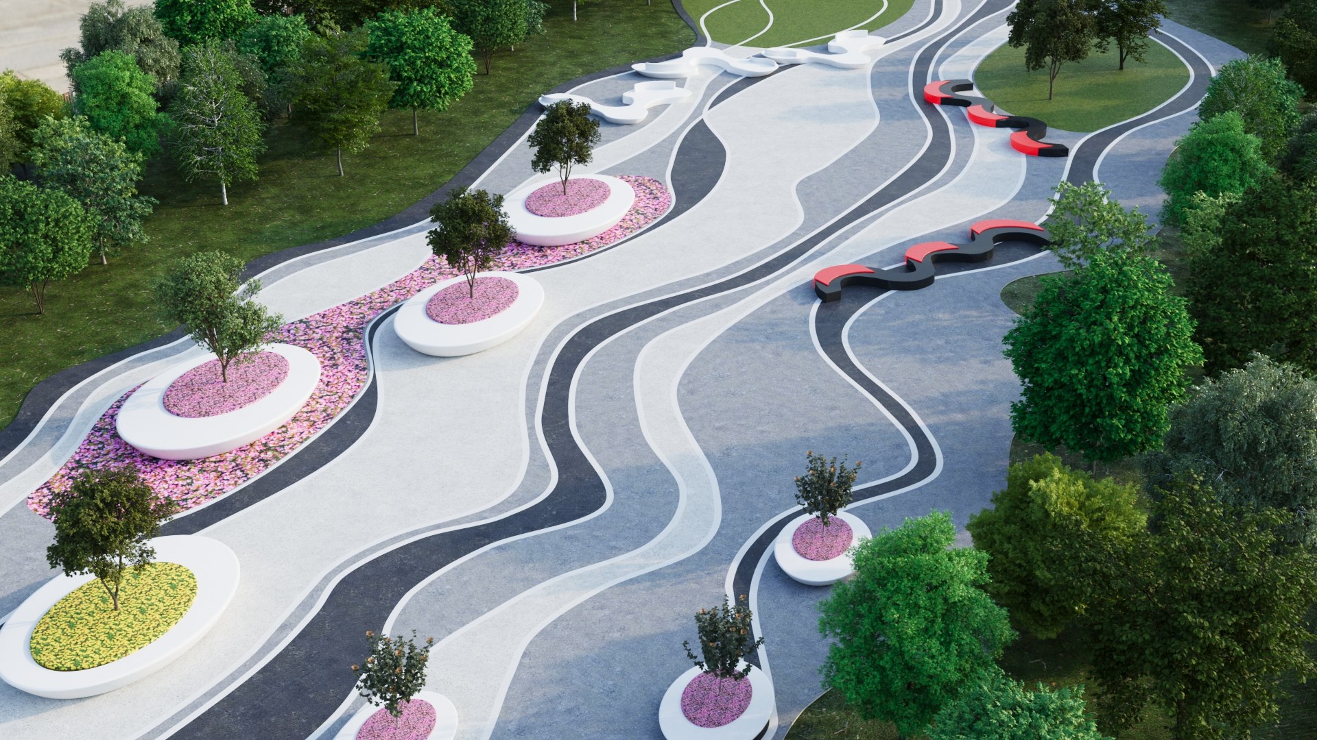 Modern City Park 3D Scene 3D Model - TurboSquid 2198453